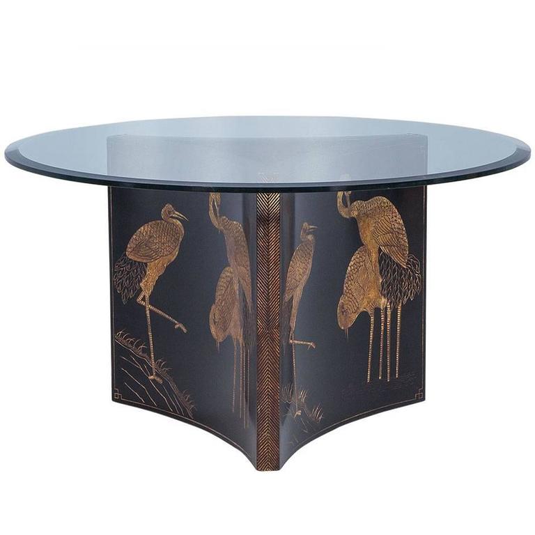 Illustrated Chinoiserie Style Round Dining Table at 1stDibs