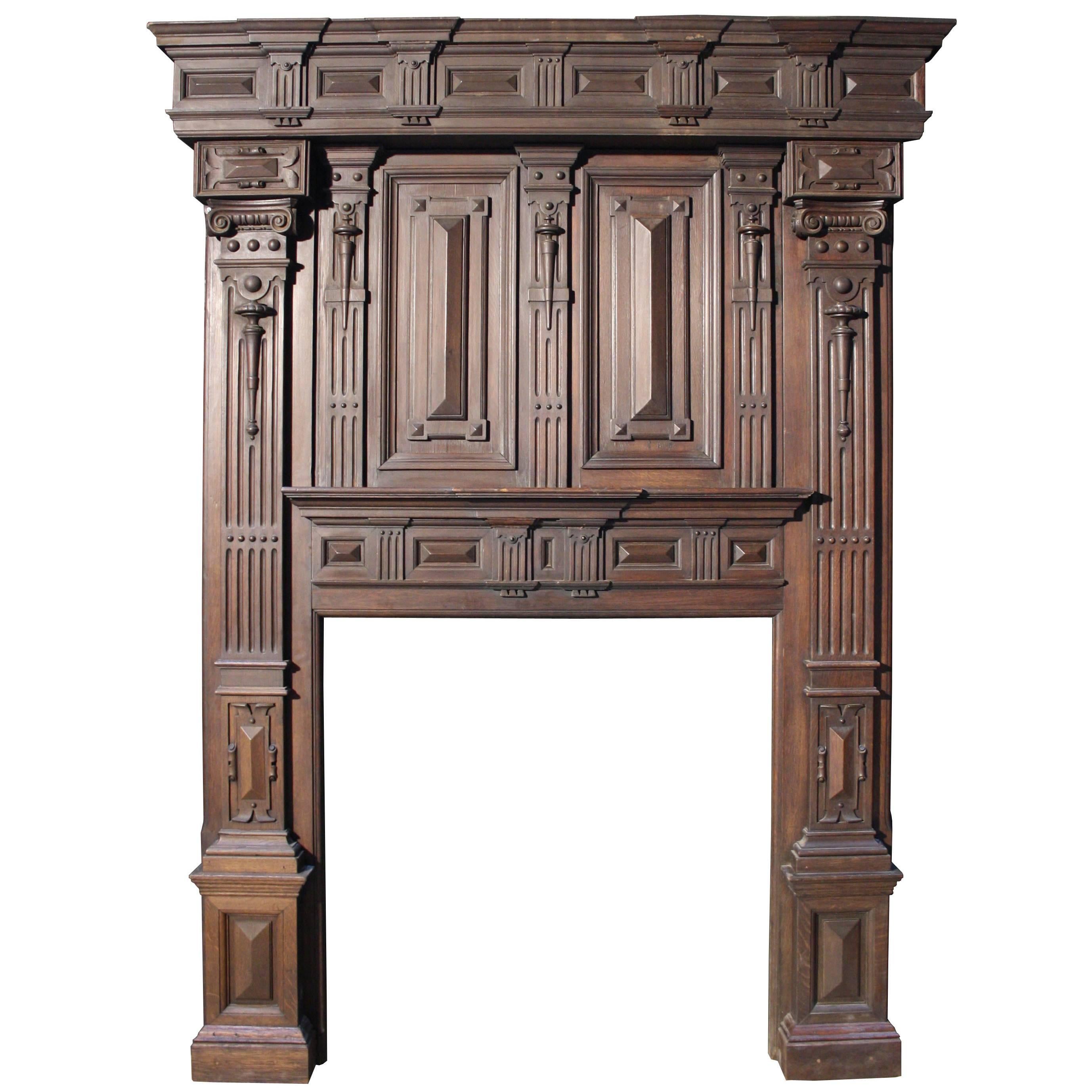 Impressive Large-Scale Victorian Carved Oak Fire Surround at 1stDibs