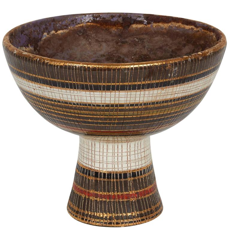 Bitossi 'Seta' Ceramic Footed Bowl at 1stDibs