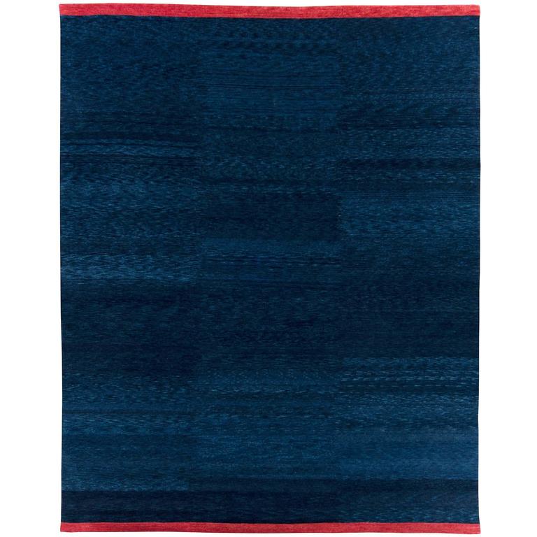 Natural Indigo Ombre Wool Rug at 1stDibs