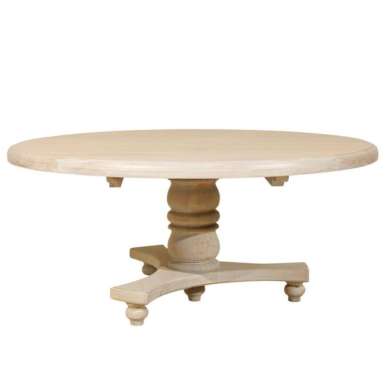 Round Pedestal Teakwood Dining Table at 1stDibs
