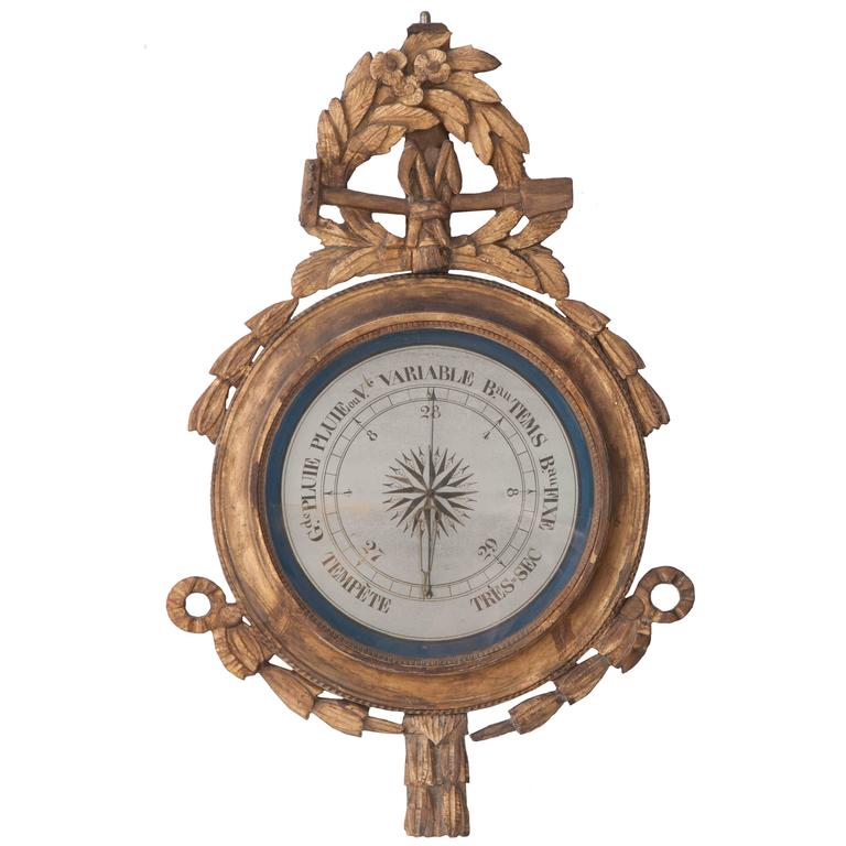 French 19th Century Gold Gilt Barometer at 1stDibs
