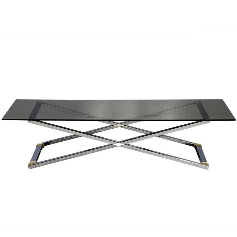 X-Base Polished Chrome Rectangular Cocktail Table For Sale at 1stDibs