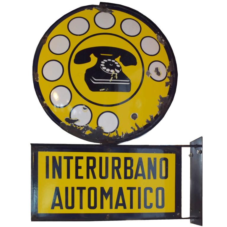Italian Public Telephone Sign at 1stDibs
