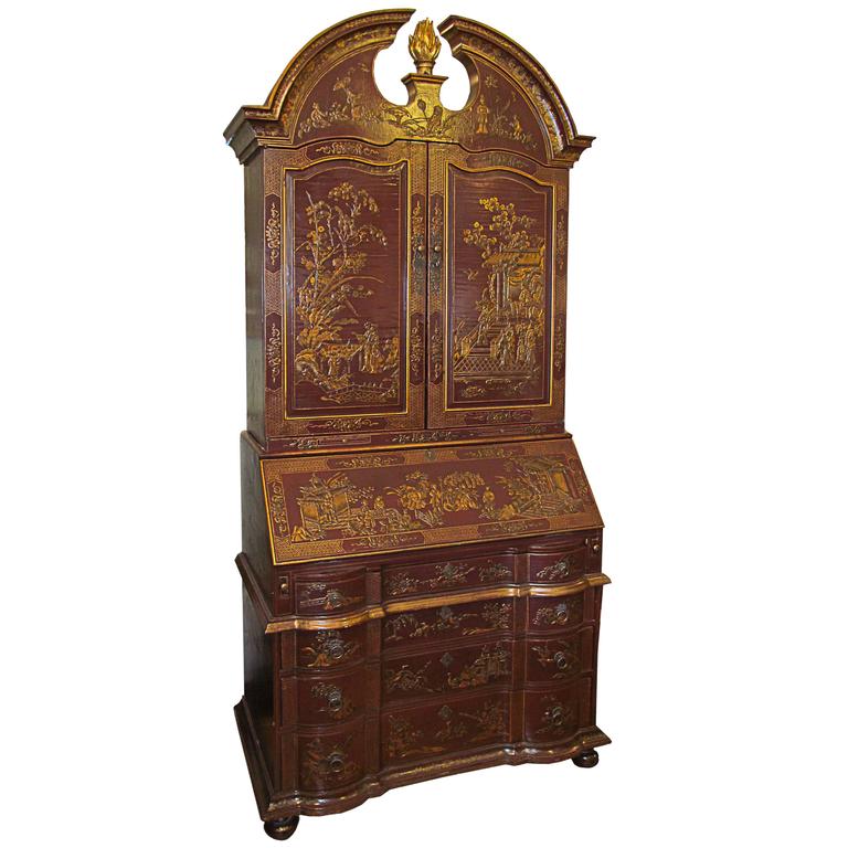 Queen Anne Style Chinoiserie Secretary at 1stDibs