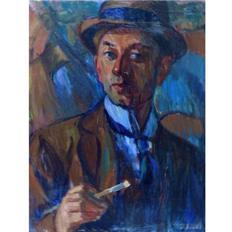 Valdemar Secher, Well Listed Danish Artist, Self-Portrait, Oil on ...