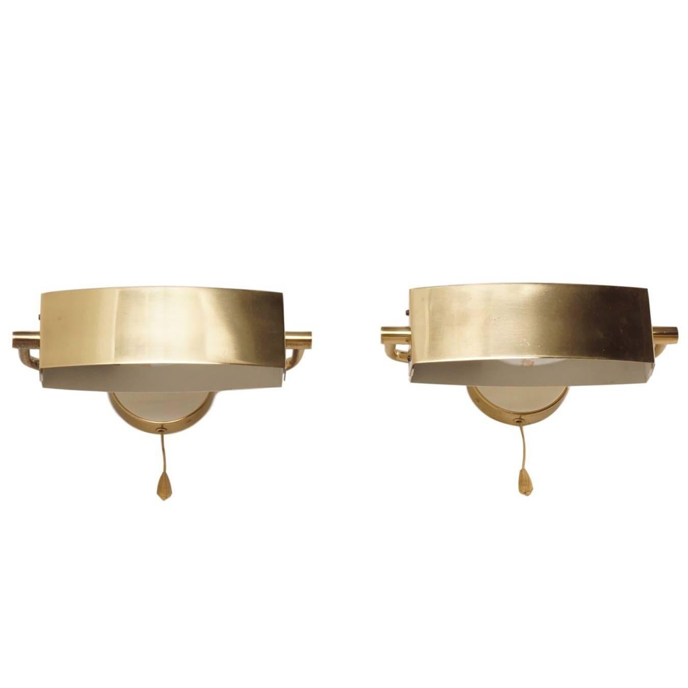 Pair of Jaques Biny Wall Lamps, circa 1950s at 1stDibs