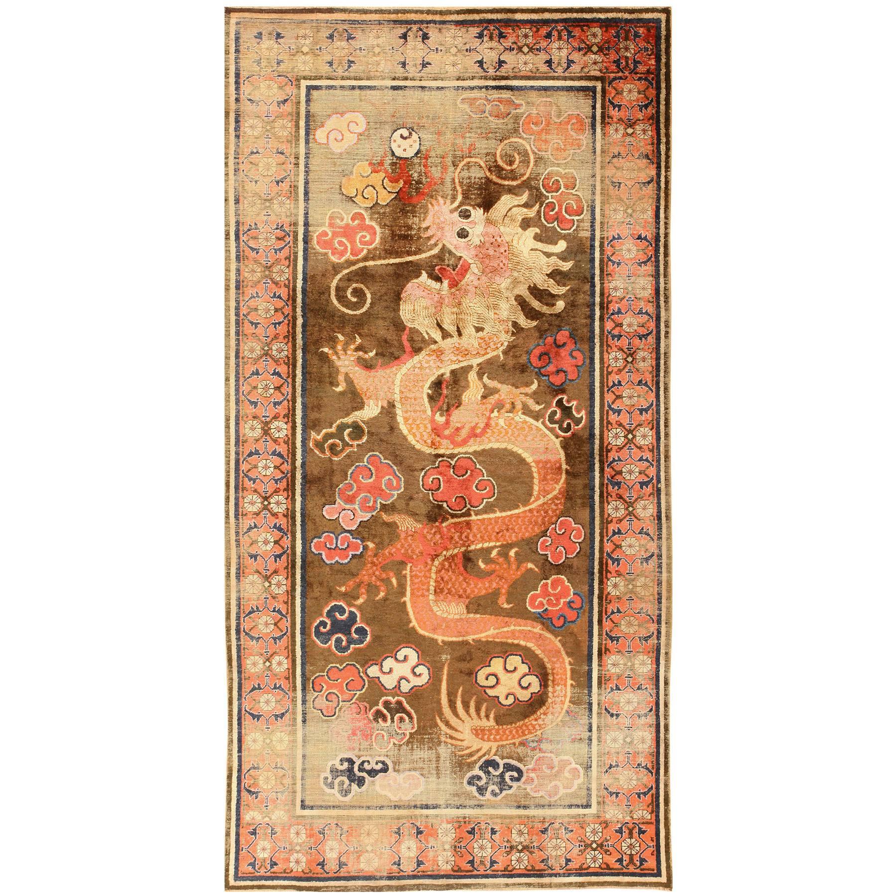 Antique Silk Dragon Chinese Rug at 1stDibs