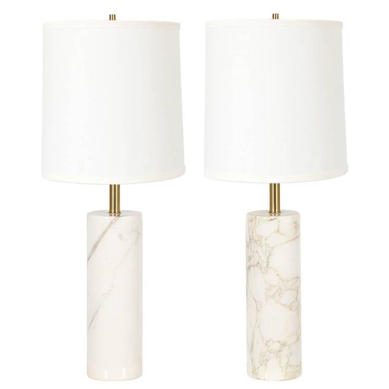 Pair of Mid-Century Cylindrical Marble Table Lamps at 1stDibs | mid ...