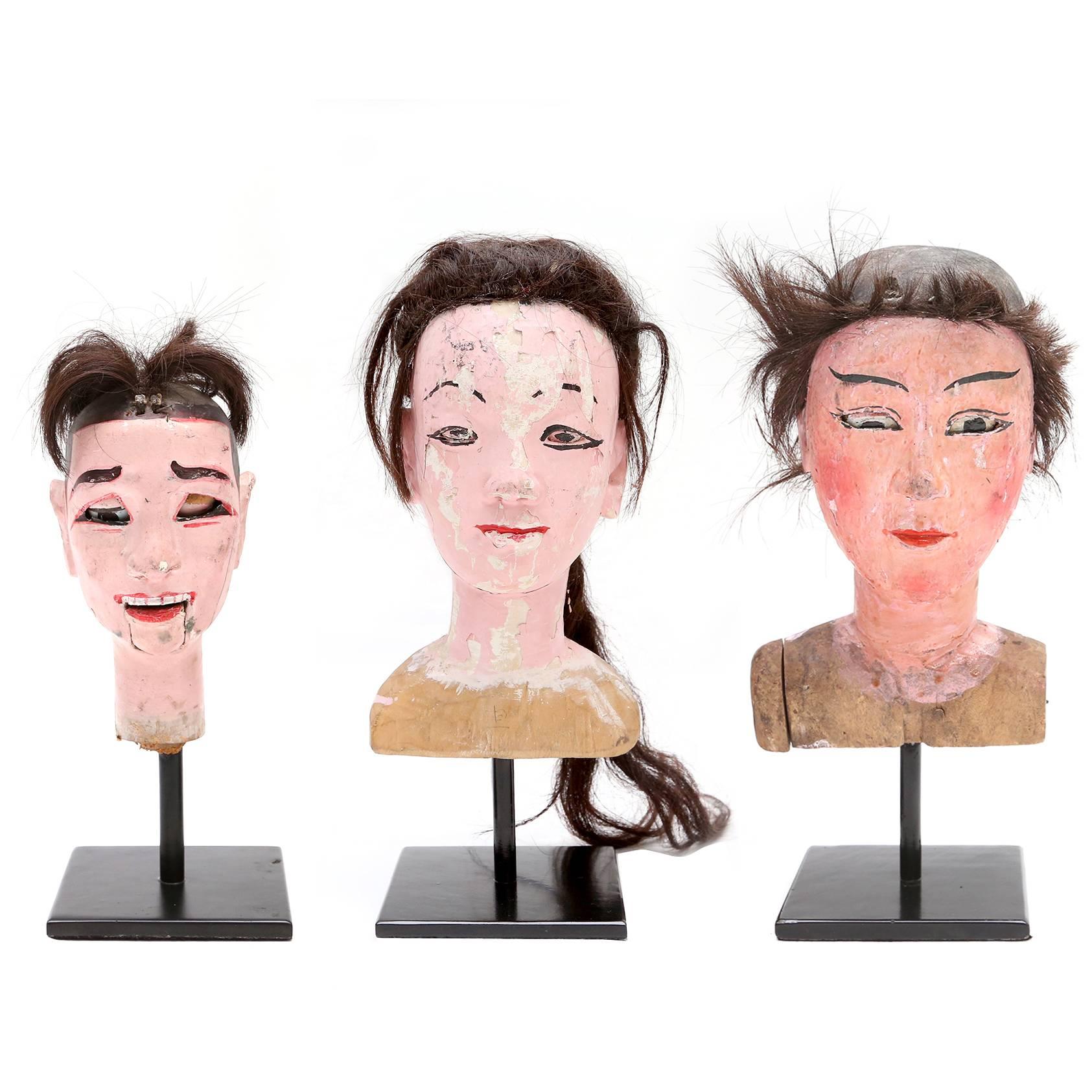 Victorian Antique Wooden Doll Heads at 1stDibs