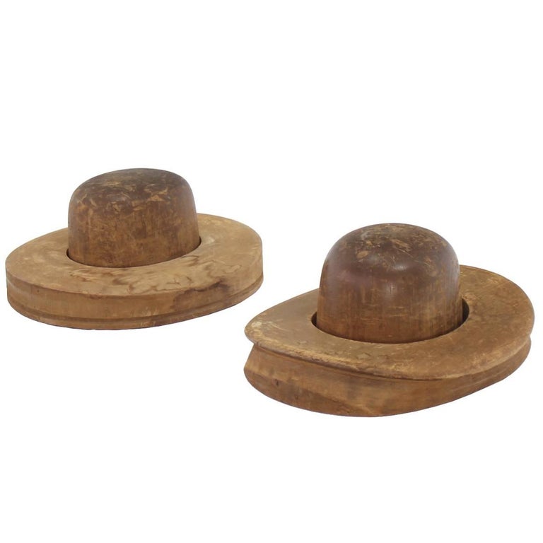 Pair of Wooden Antique Hat Forms For Sale at 1stDibs | wooden hat forms ...