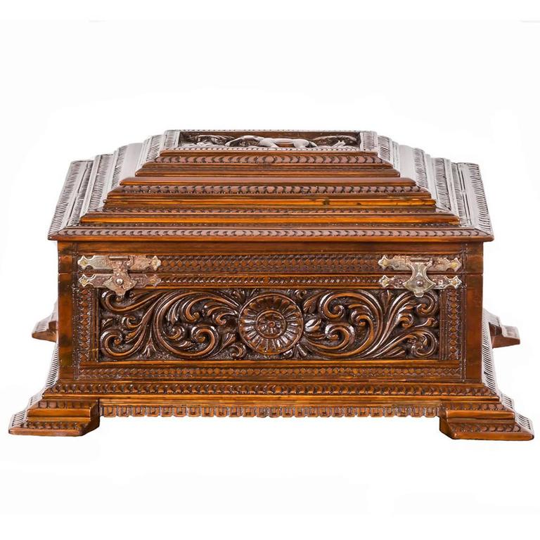 Antique Anglo-Indian or British Colonial Carved Sandalwood Box at 1stDibs