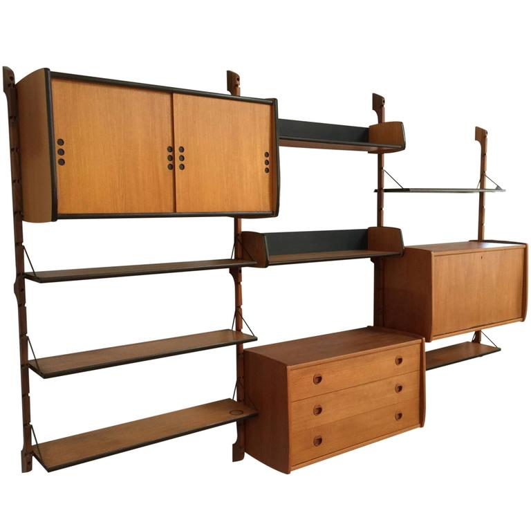 Teak ERGO Modular Wall Unit System by John Texmon, 1960s at 1stDibs