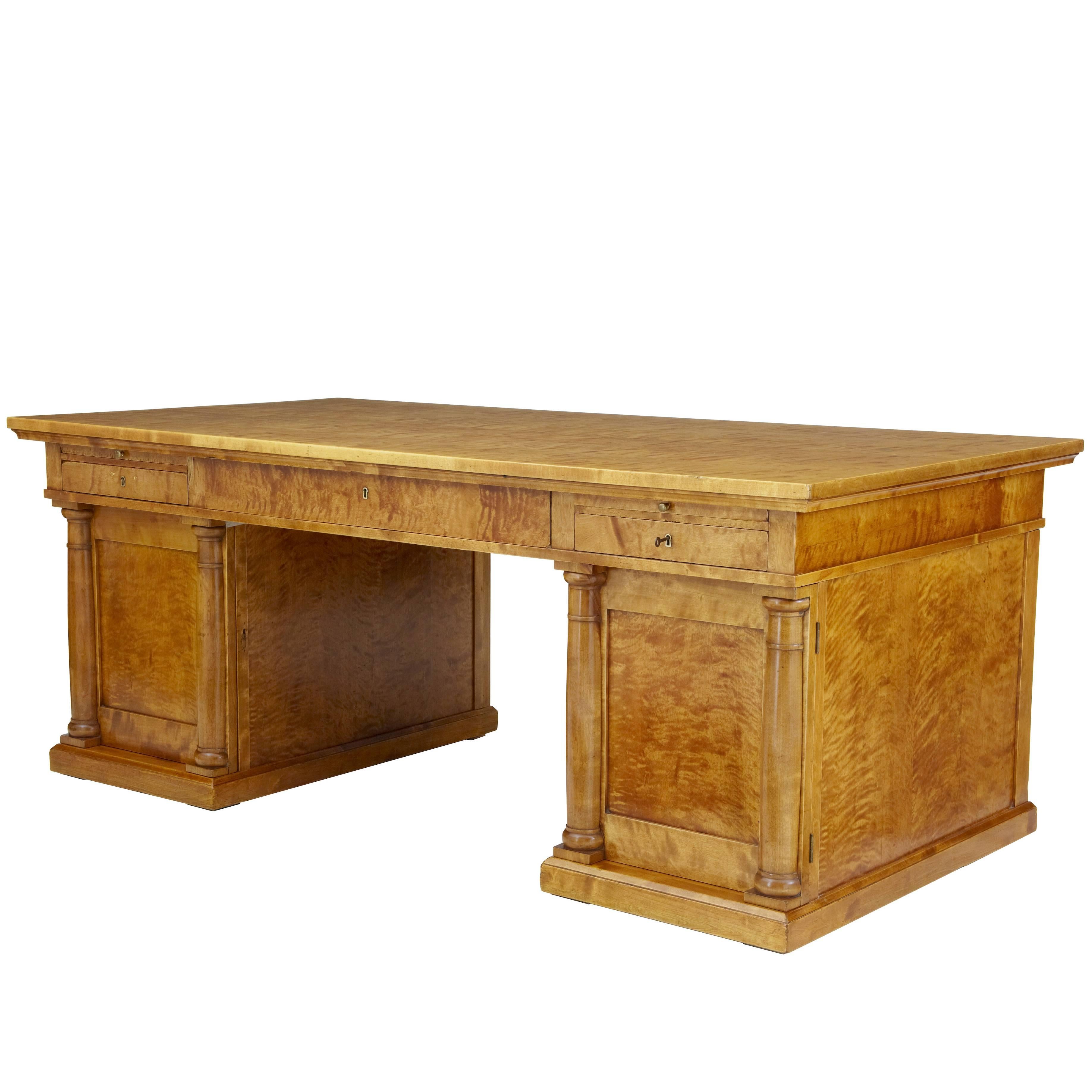 Impressive 19th Century Large Swedish Birch Desk at 1stDibs
