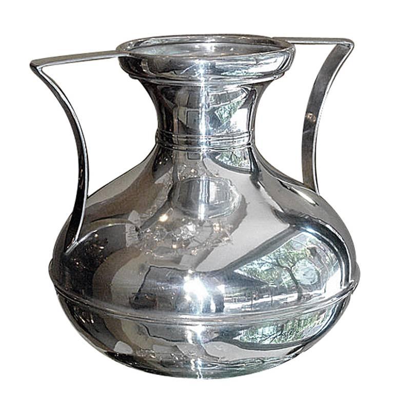 Pair of French Silver Plated Vases For Sale at 1stDibs