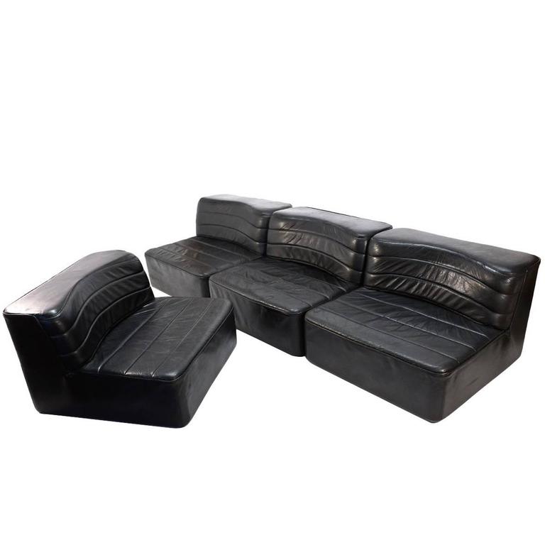 Four Piece Modular Leather Seating Group at 1stDibs