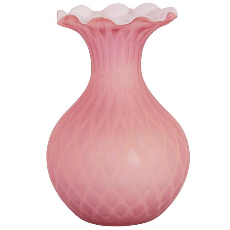 Pink Lattice Murano Ruffle Vase at 1stDibs