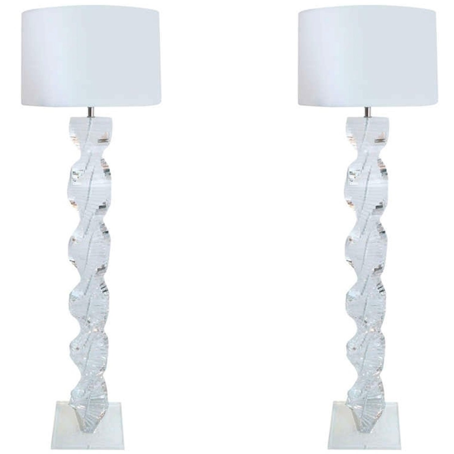 Stacked Spiral Lucite Floor Lamp at 1stDibs