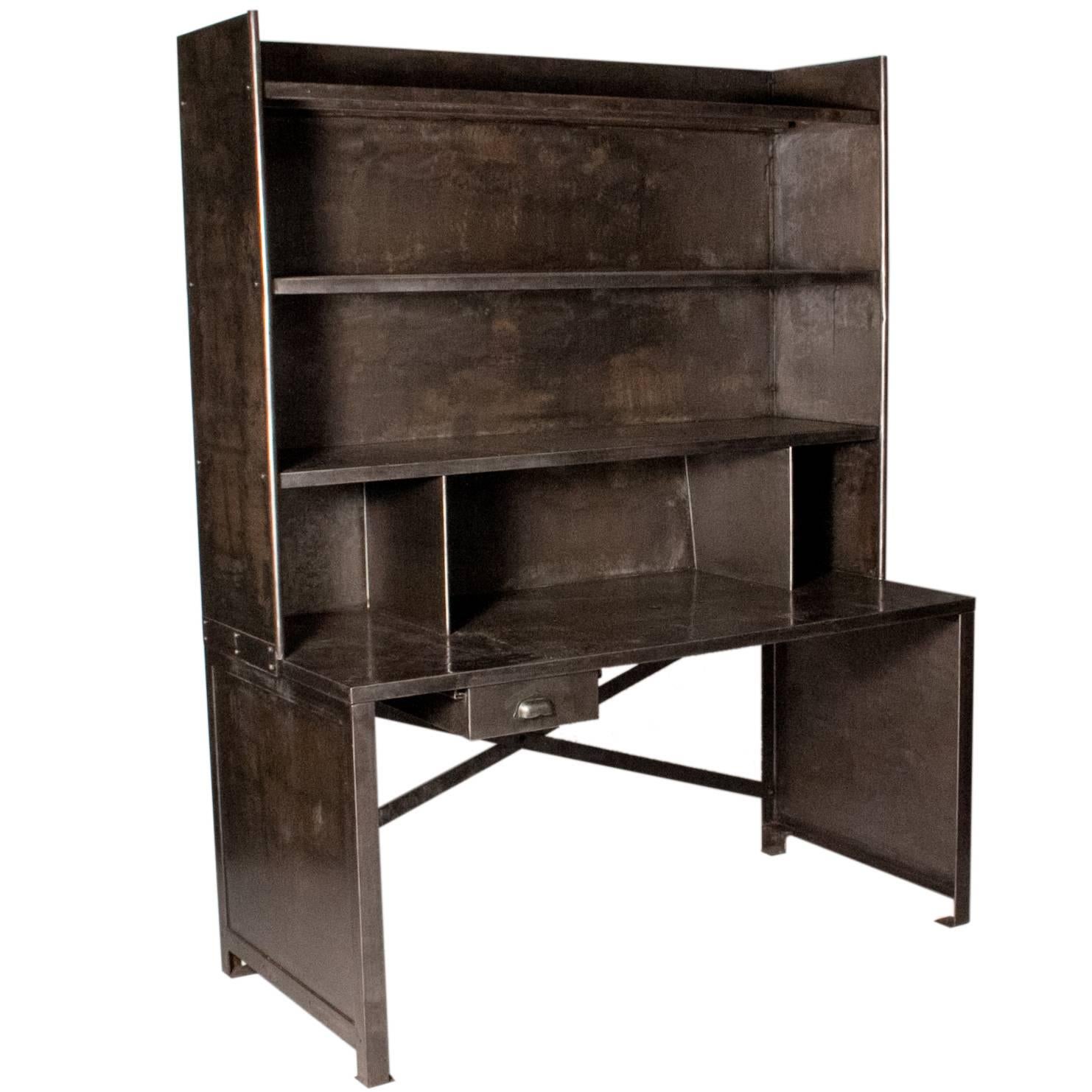 A Large Bibliotech Desk in Metal with Shelves at 1stDibs