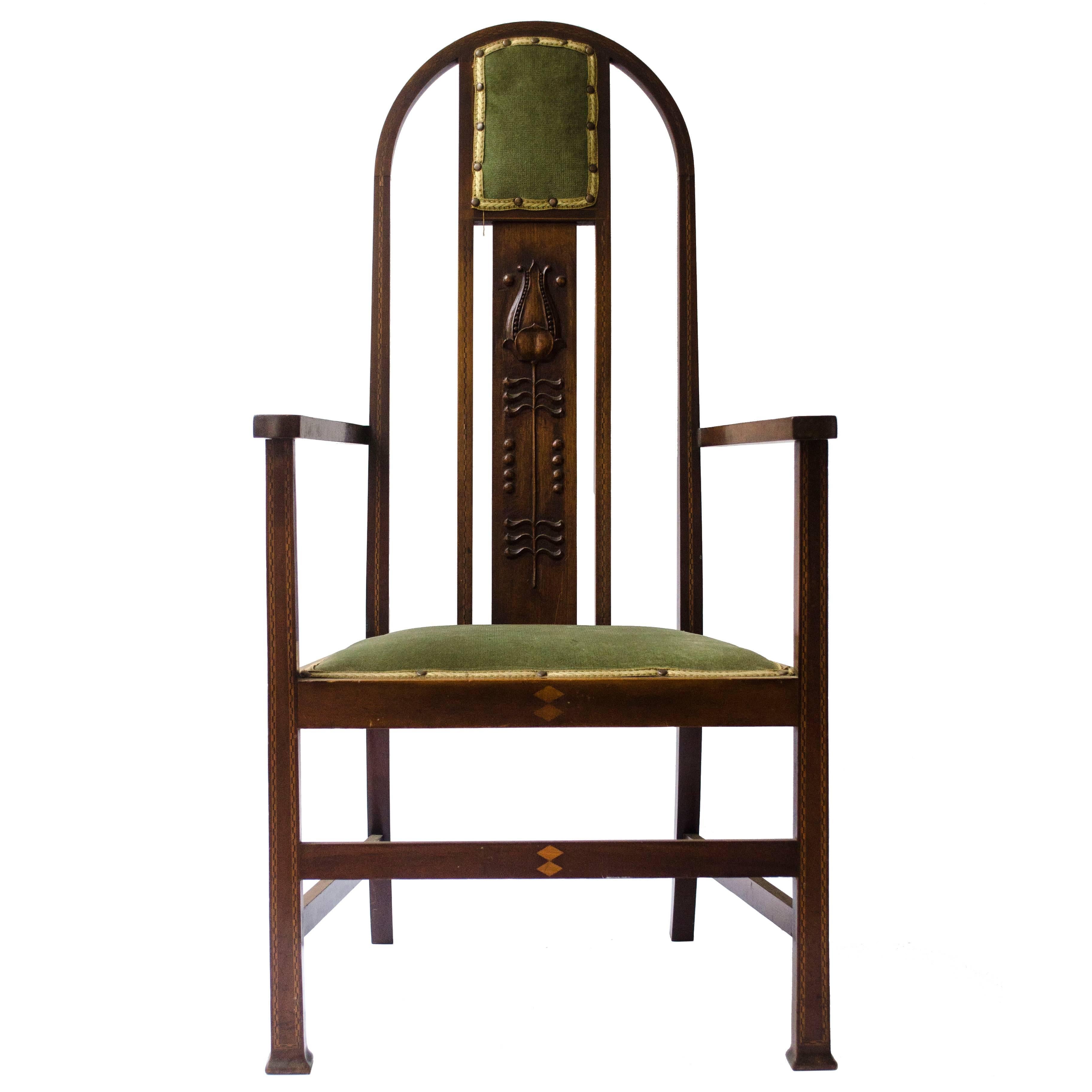 Liberty and Co, Arts and Crafts Nursing or Bedroom Chair with Inlaid ...