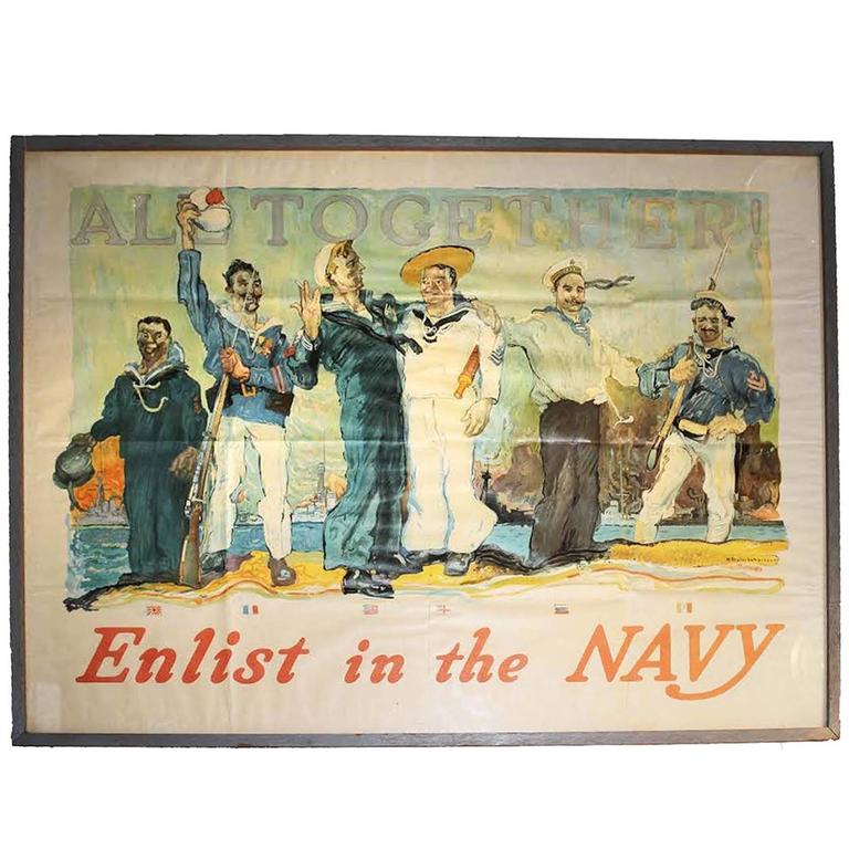 Antique Navy Poster, 1917 at 1stDibs