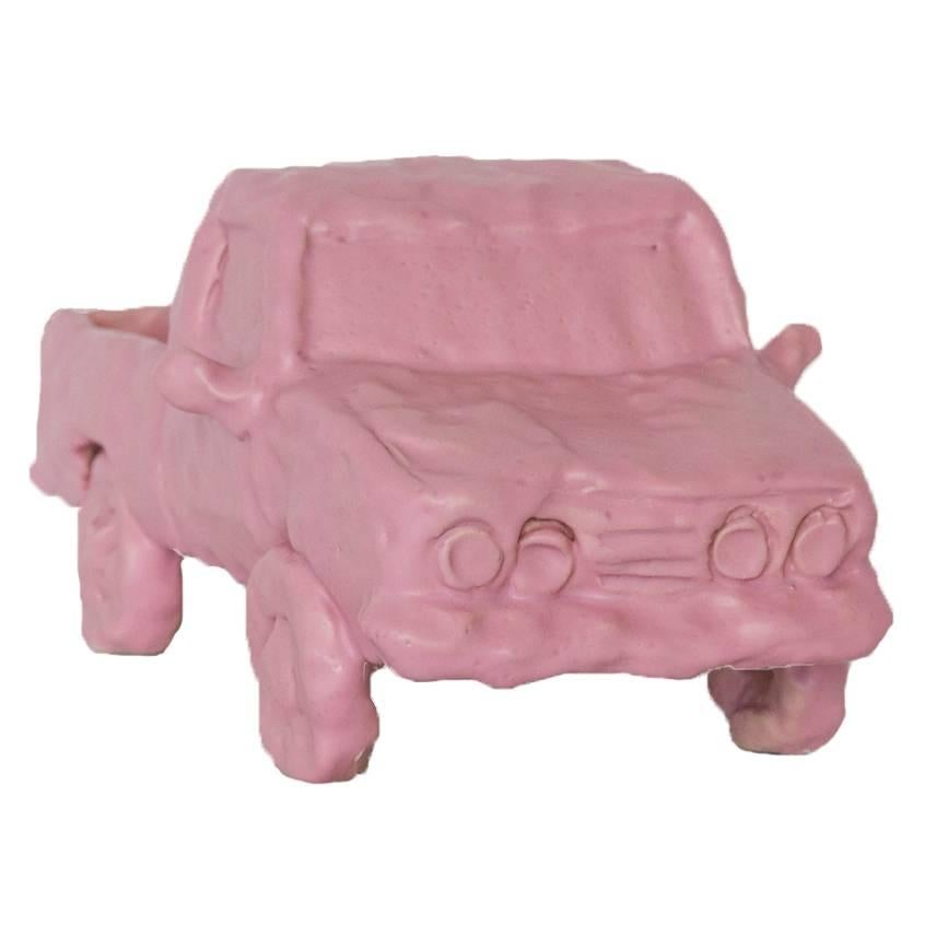 "Sky Blue Hatchback" Glazed Ceramic Car Sculpture For Sale at 1stDibs