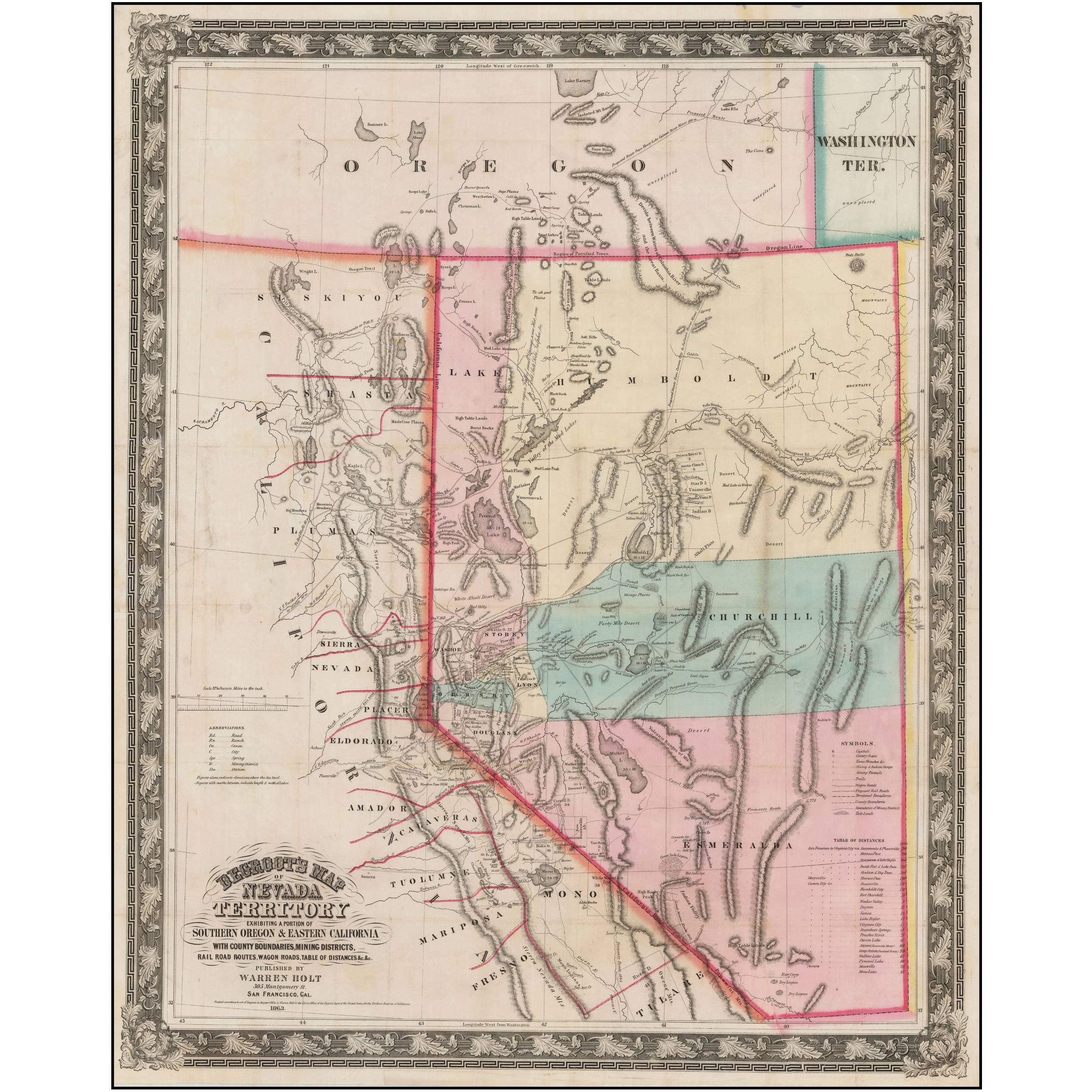 Nevada Antique Map - 10 For Sale on 1stDibs