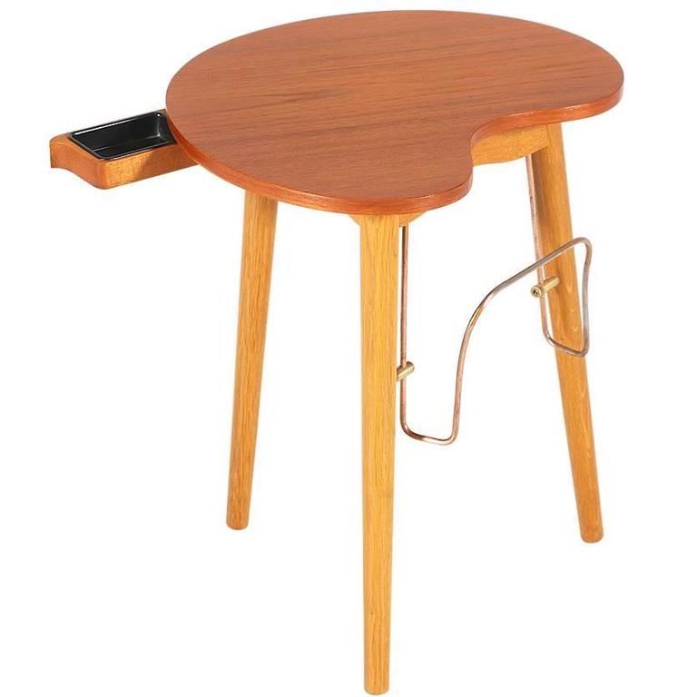 Danish Modern Side Table with Cigar Ashtray and Magazine Rack at 1stDibs