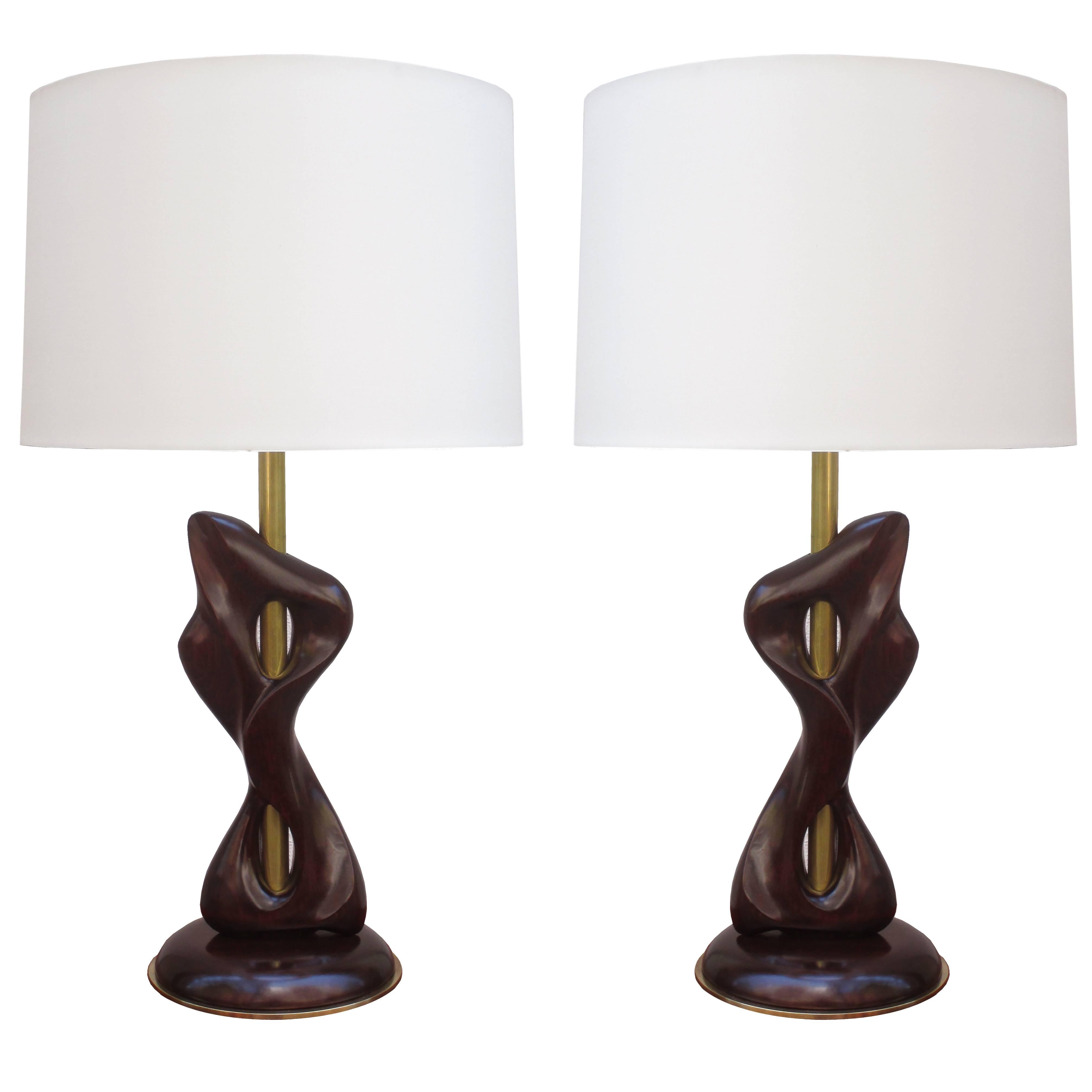 Pair of Sculptural Modernist Table Lamps at 1stDibs