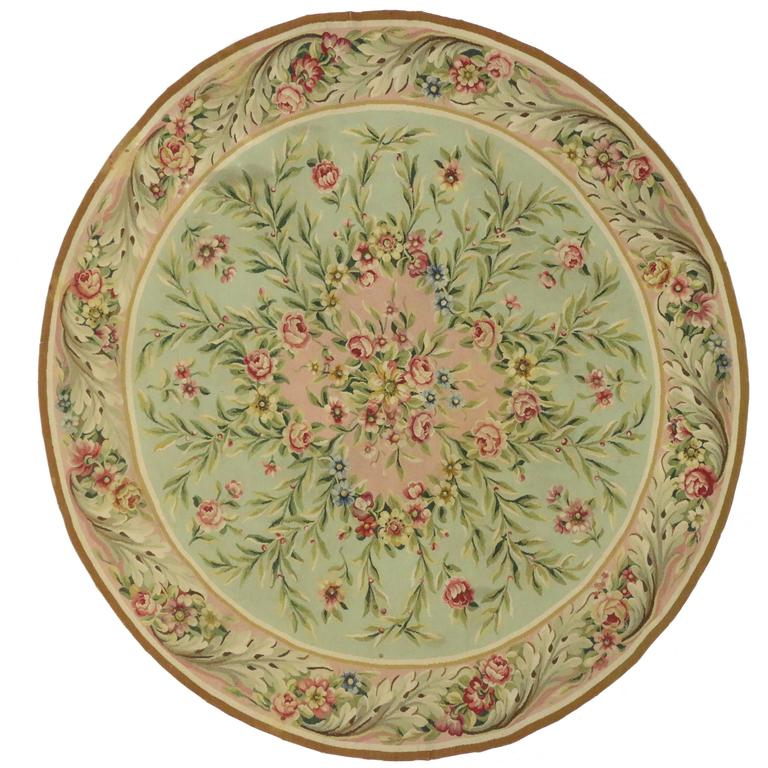 Antique French Aubusson Round Rug with Rococo Style at 1stDibs | round ...