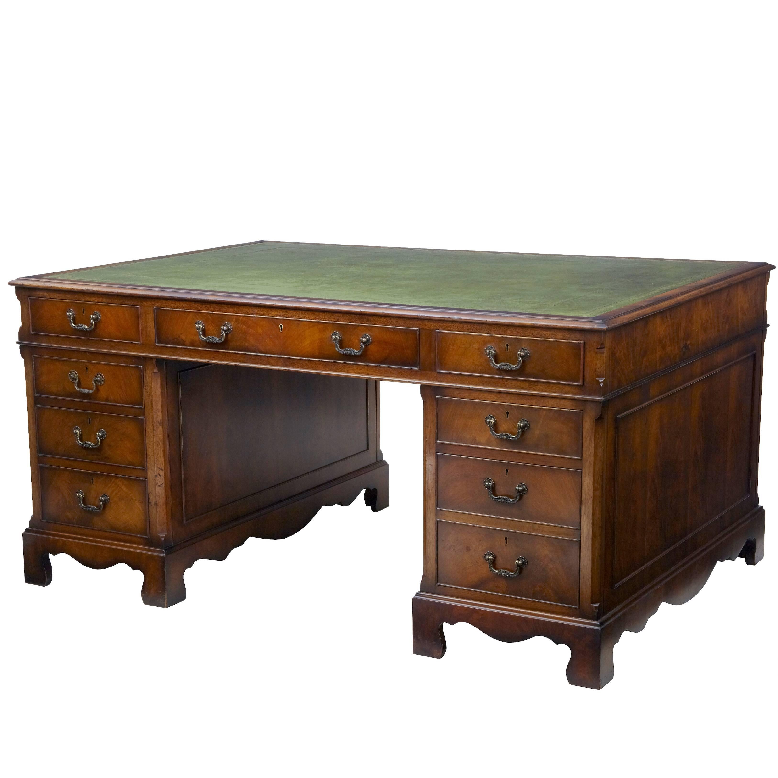 20th Century Flame Mahogany Partners Pedestal Desk at 1stDibs