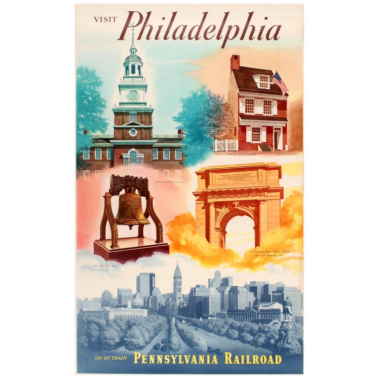 Original Vintage Pennsylvania Railroad Poster Visit Philadelphia Go by ...