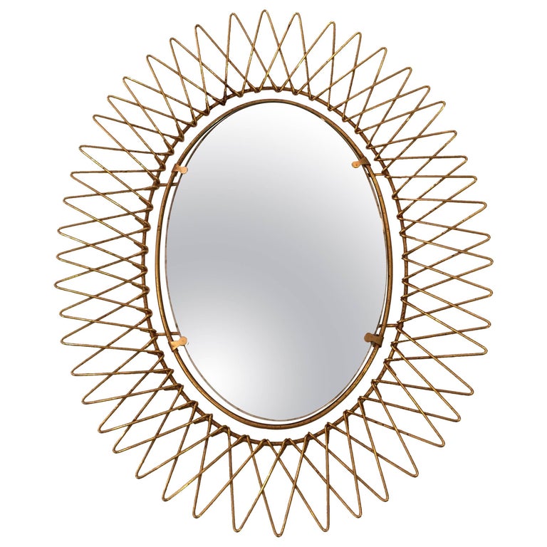 Französischer Petite Messing-Sonnenschliff-Spiegel, 1950er Jahre im ...
