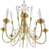 Mid-Century Modern Glass and Brass Three-Tier Light Fixture For Sale at ...