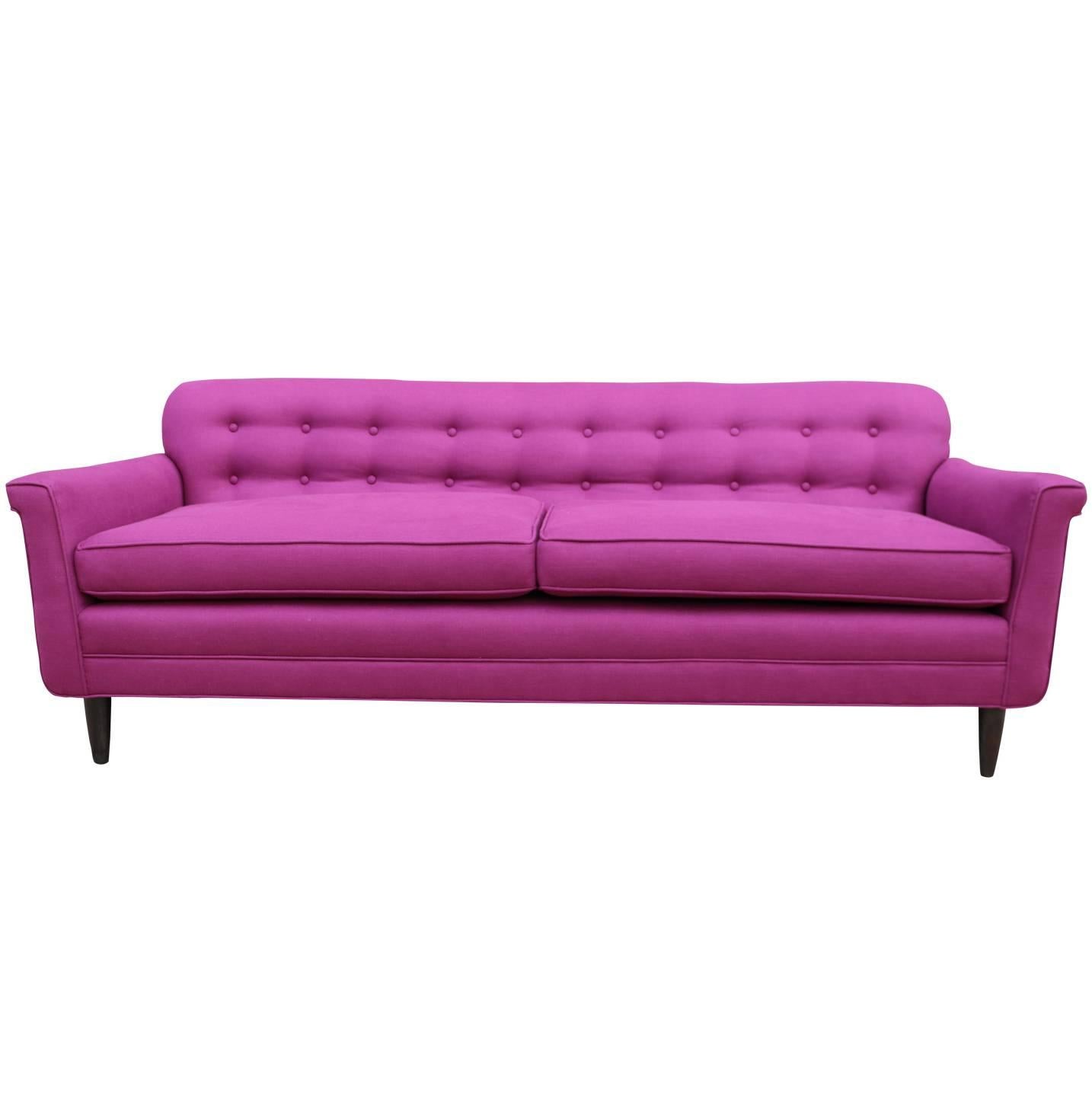 Mid-Century Modern Ed Wormley for Dunbar Sofa in Raspberry Linen at 1stDibs