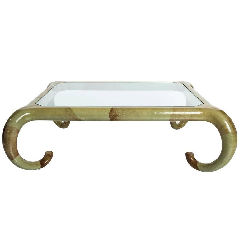 Snake Skin and Glass Coffee Table at 1stDibs