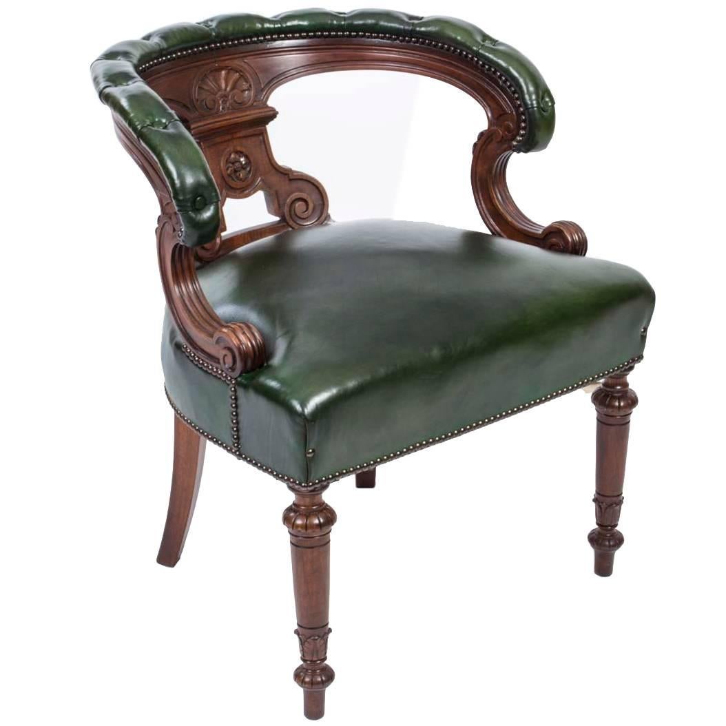 Antique Victorian Walnut Desk Chair Tub Chair, circa 1870 at 1stDibs ...