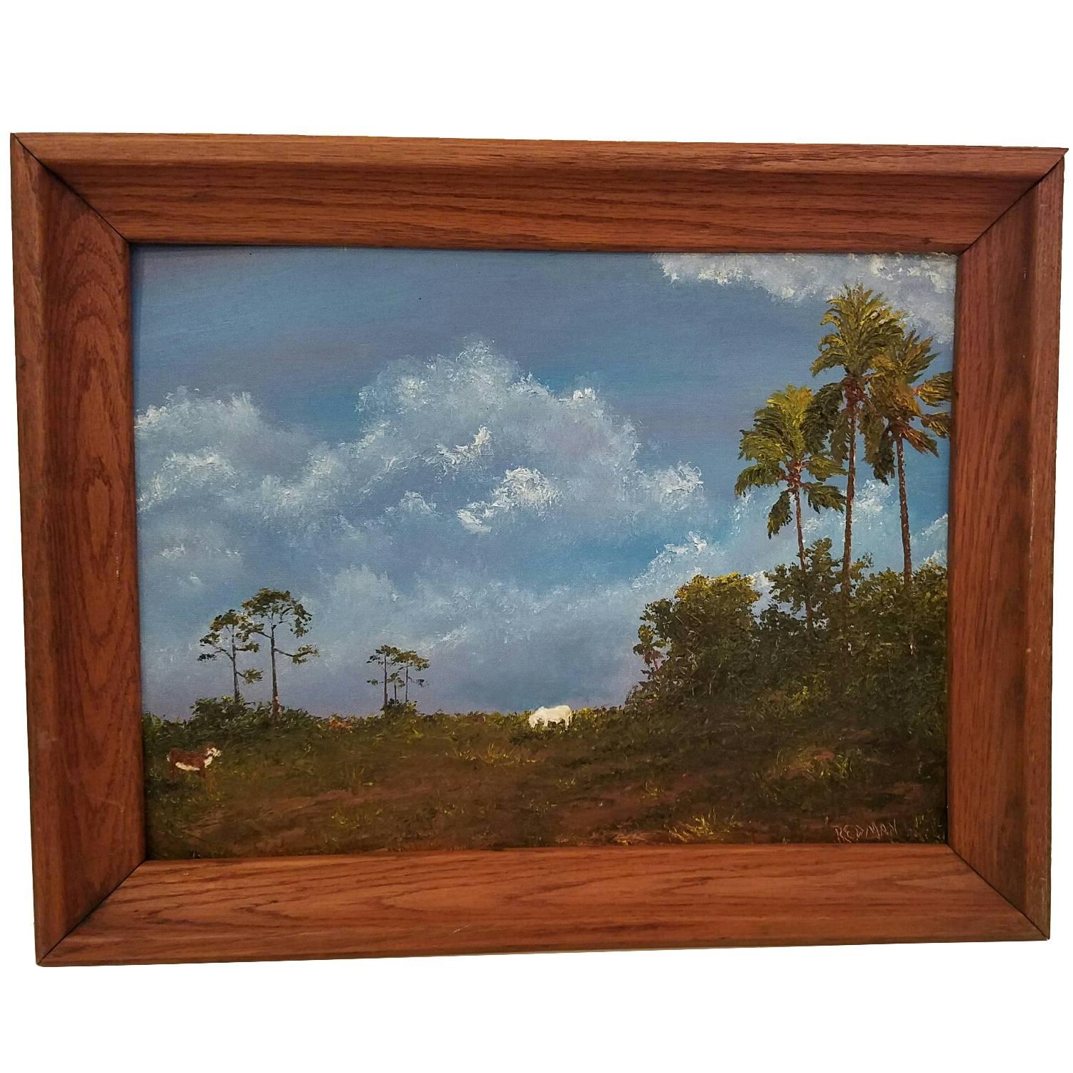 Highwayman Oil Painting by Redman "Florida Cows" For Sale at 1stDibs ...