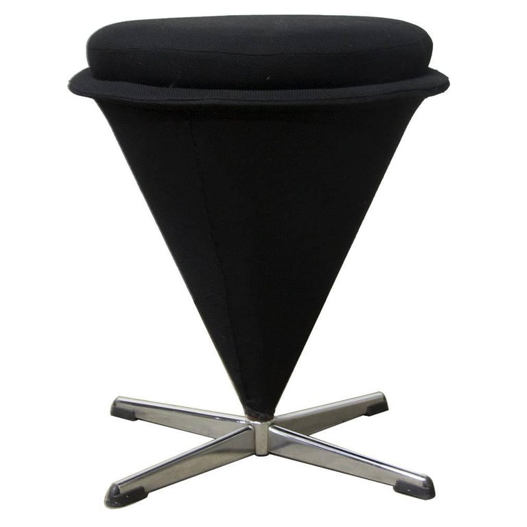 1958, Verner Panton, K3, Low Cone Stool Low for Rosenthal in Black ...