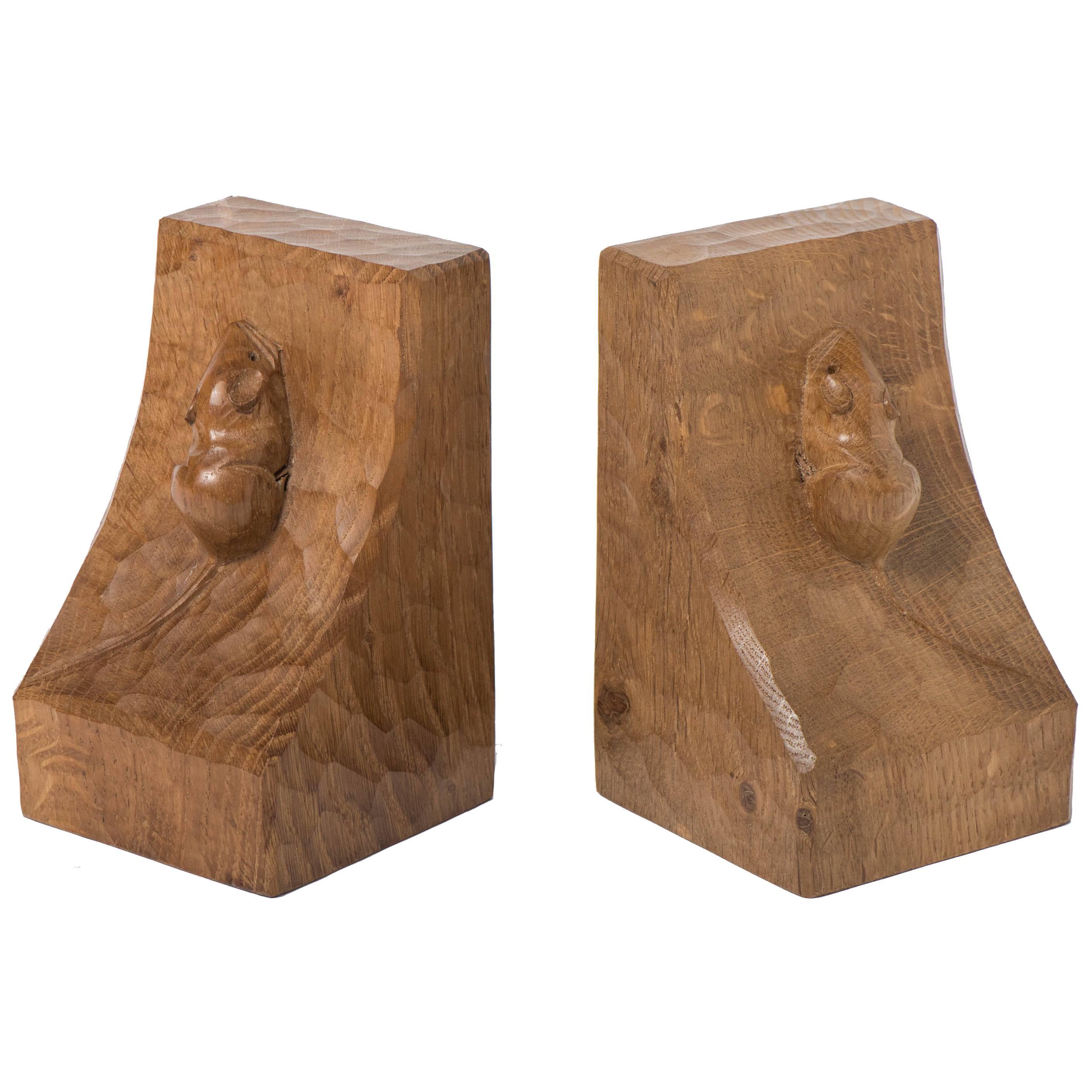 Robert "Mouseman" Thompson pair of oak bookends, England circa 1970 at ...