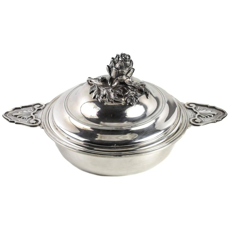 French Sterling Silver Ecuelle Covered Serving Dish by Puiforcat Paris ...