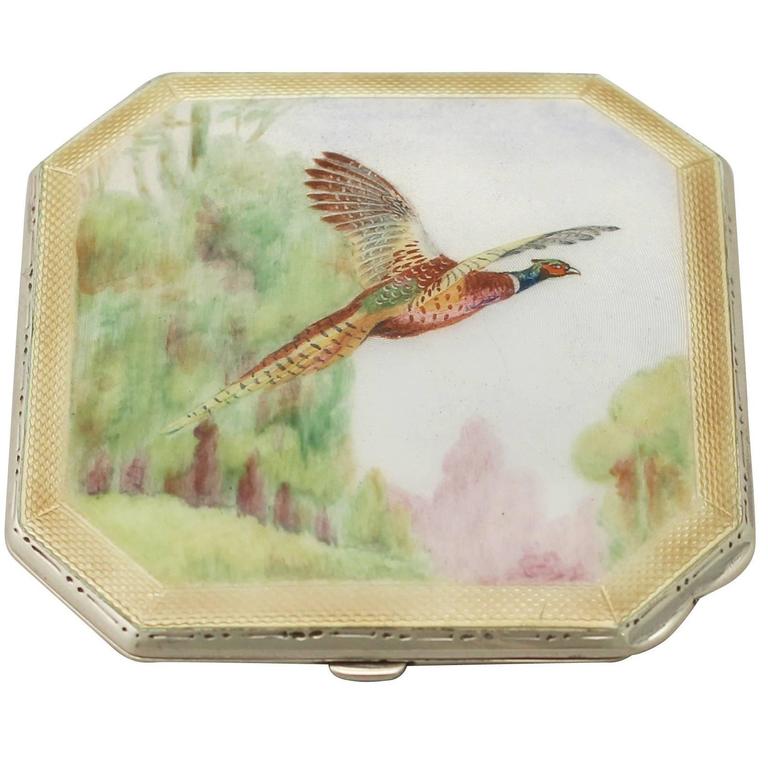 Antique Sterling Silver and Enamel Compact, George VI at 1stDibs