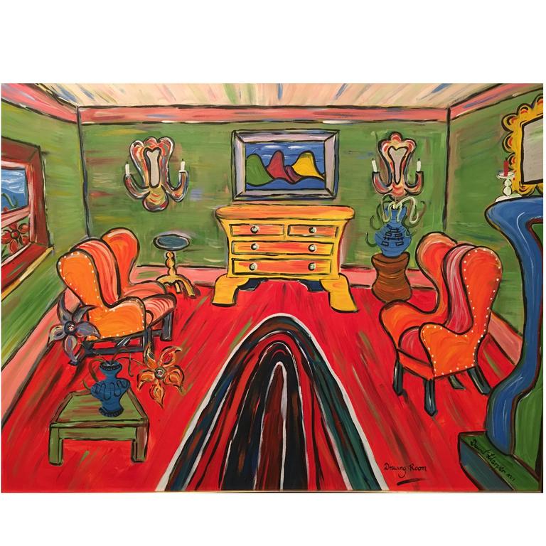 David Harper Original Painting on Canvas Drawing Room at 1stDibs