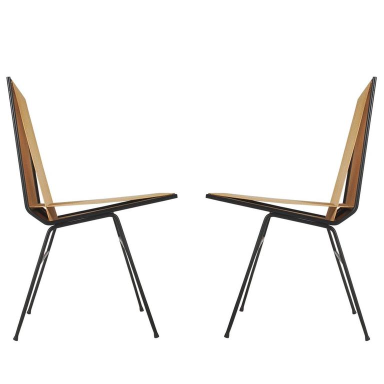 Pair of Mid-Century Modern Allan Gould Cord or String Chairs with Iron ...