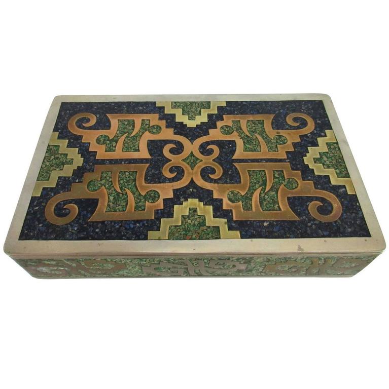 Large Mixed Metal Mexican Alpaca Metal Box at 1stDibs