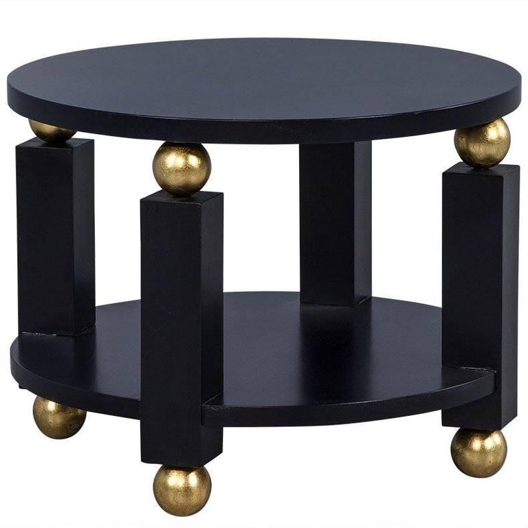 Round Art Deco Black and Gold End Table at 1stDibs | black and gold end ...