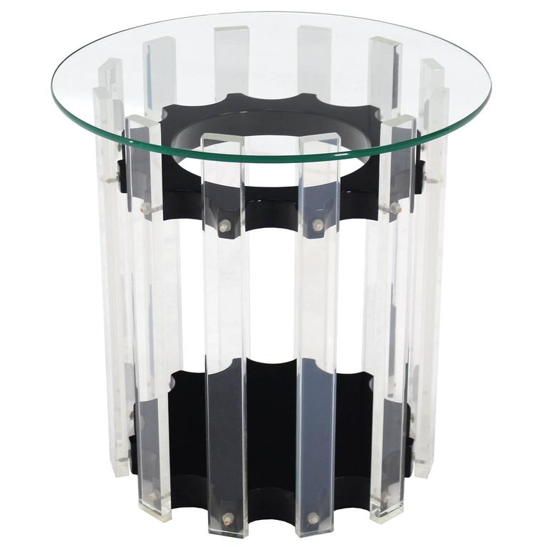 Lucite Base Round Side Table For Sale at 1stDibs