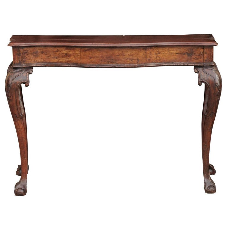 Italian 1790s Rococo Walnut Console Table with Serpentine Front and ...