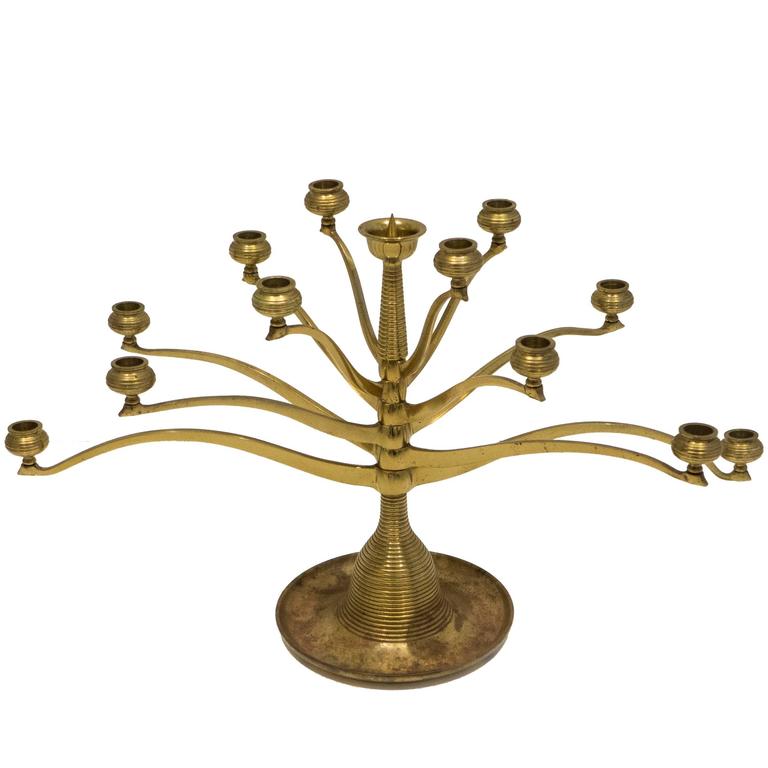 Six-Arm Brass Candelabra After Bruno Paul For Sale at 1stDibs