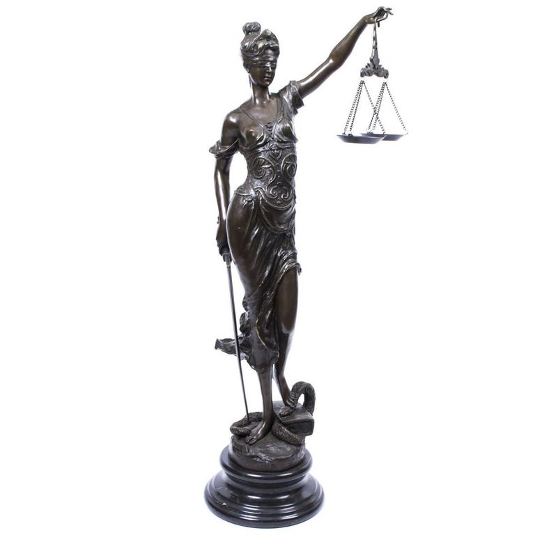 Stunning Large Bronze Lady Justice Statue Judicia at 1stDibs